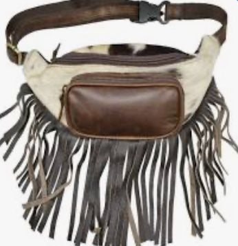 Klassy Cowgirl Genuine Leather Hair on Cowhide Fringe Fanny Pack ...